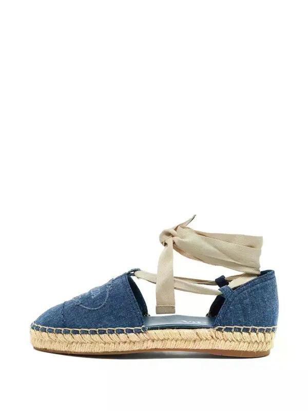 Prada Ankle-wrap Denim Espadrilles - Blue