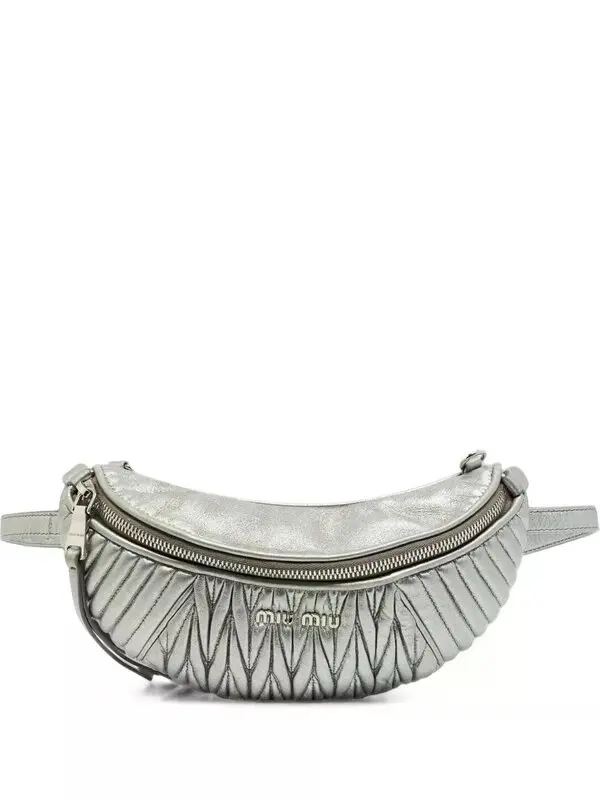 Miu Miu Matelassé Leather Belt Bag - Silver