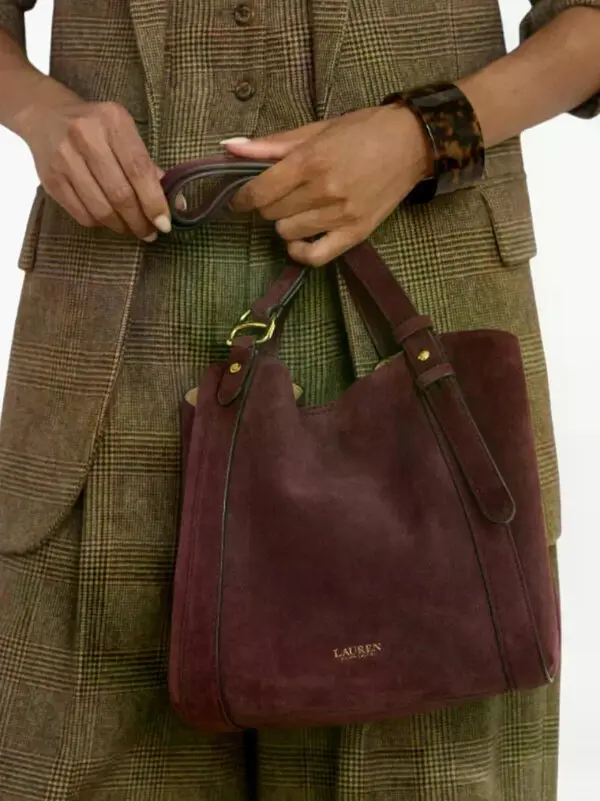 Ralph Lauren Tasha Suede Tote Bag - Red