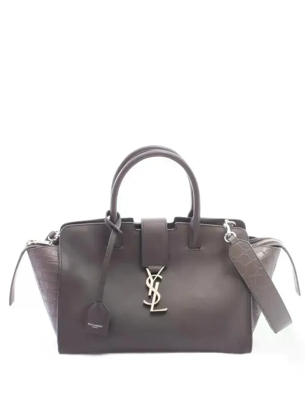 Saint Laurent 2010s Downtown Cabas Crocodile-embossed Handbag - Grey