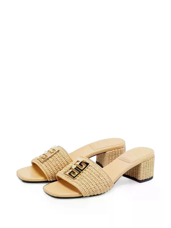 Givenchy 4g Woven Straw Slide Sandals