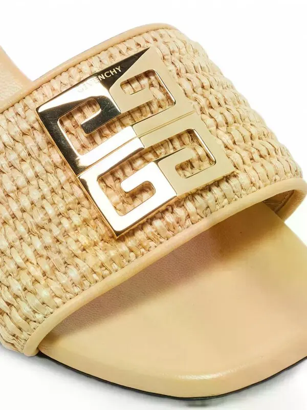 Givenchy 4g Woven Straw Slide Sandals