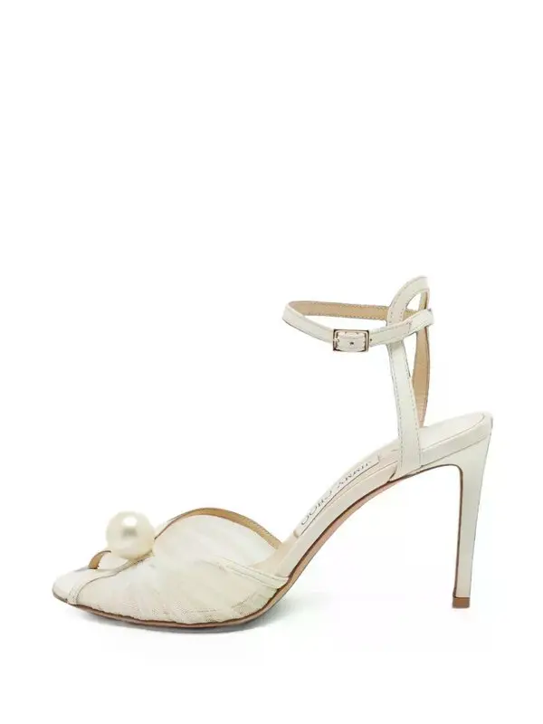 JIMMY CHOO Sacora Lace Ankle-strap Sandals - Neutrals