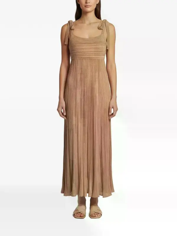 Zimmermann Metallic-effect Plissé Midi Dress