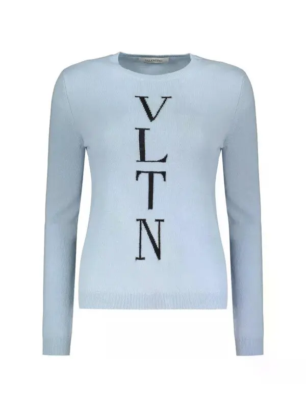 Valentino Garavani Vltn Intarsia-knit Sweater - Blue