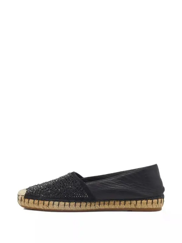 LE SILLA Crystal-embellished Leather Espadrilles