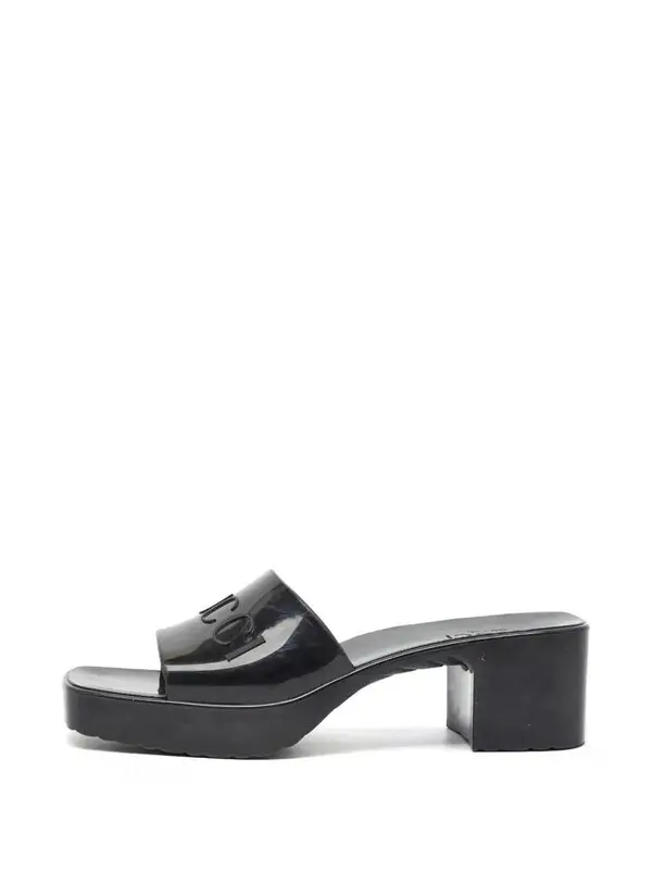 Gucci Logo Platform Sandals - Black
