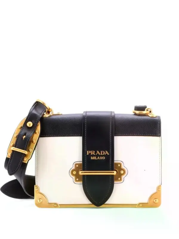 Prada Cahier Leather And Saffiano Leather Small Crossbody Bag
