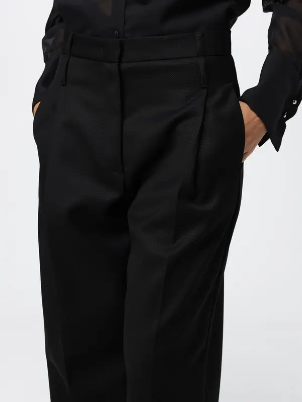 TELA Wide-leg Pleated Sartorial Trousers In Wool Blend - Black