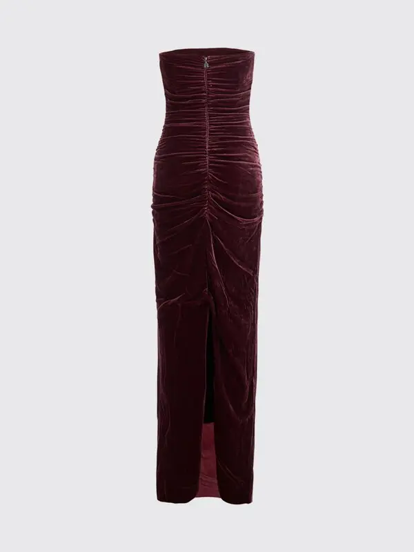 ROTATE BY BIRGER CHRISTENSEN Off-the-shoulder Draped Velvet Long Sheath Dress