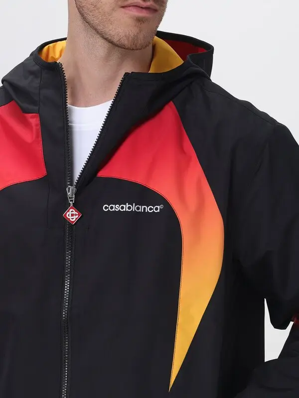 Casablanca Abstract Logo Print Hooded Windbreaker Jacket In Polyester