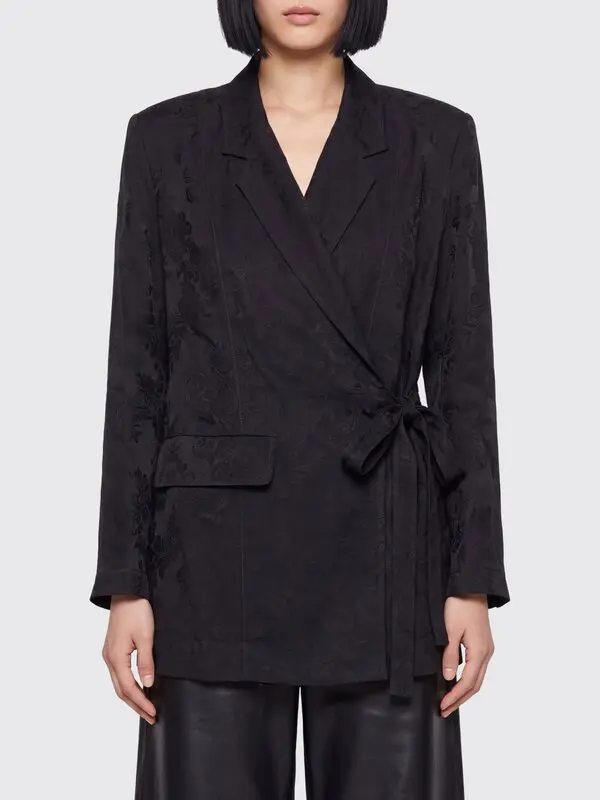 UMA WANG Cropped Wrap Blazer In Viscose Blend With Lapels - Black