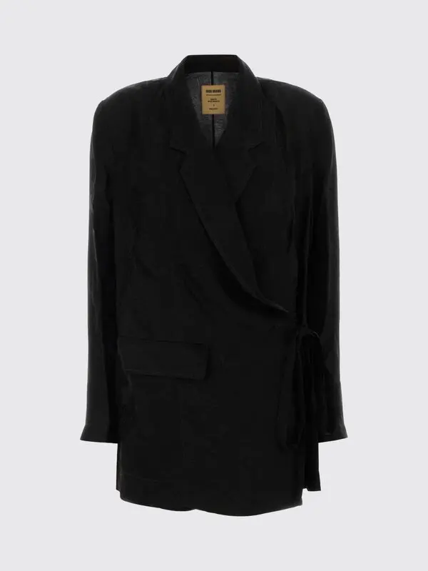 UMA WANG Cropped Wrap Blazer In Viscose Blend With Lapels - Black