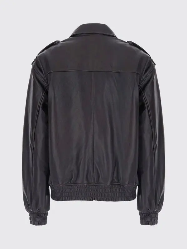 ARMA Lambskin Leather Bomber Jacket With Epaulettes And Flap Pockets - Coffee