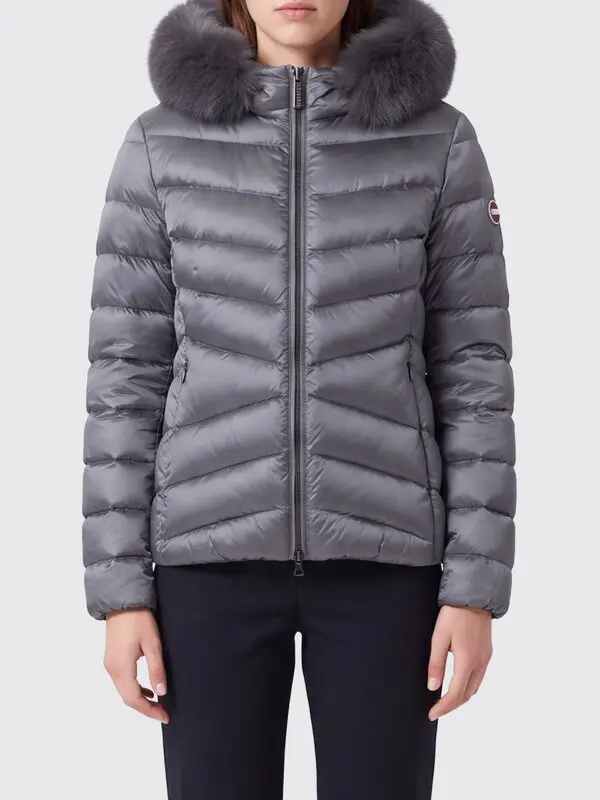 COLMAR Short Quilted Nylon Down Jacket With Shearling Hood