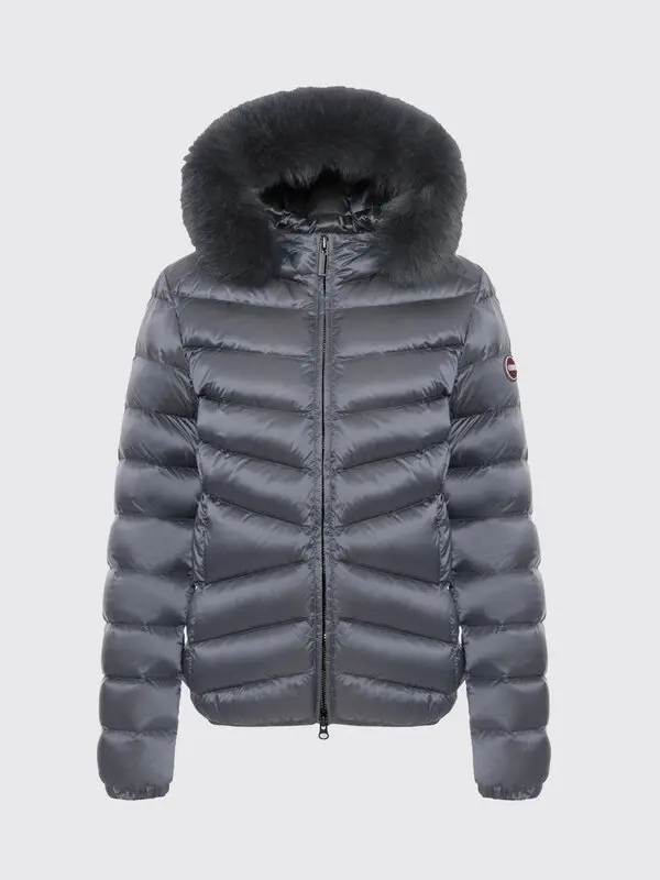 COLMAR Short Quilted Nylon Down Jacket With Shearling Hood