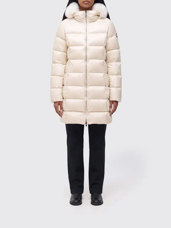 COLMAR Quilted Knee-length Down Jacket With Shearling Hood
