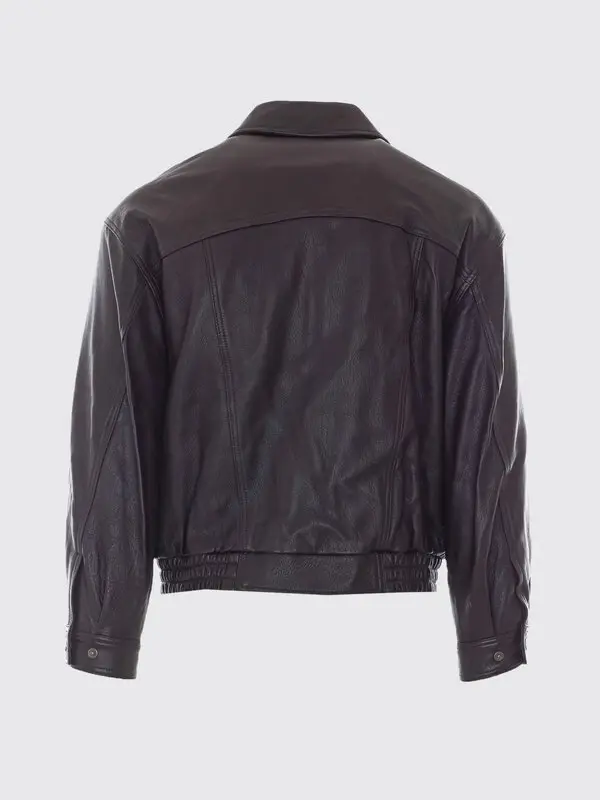 DUNST Lambskin Leather Shirt Jacket With Patch Pockets - Brown