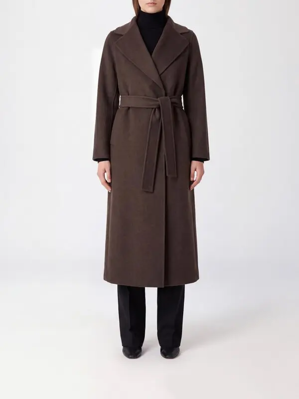 Max Mara Long Wool And Yak Coat With Tie Belt