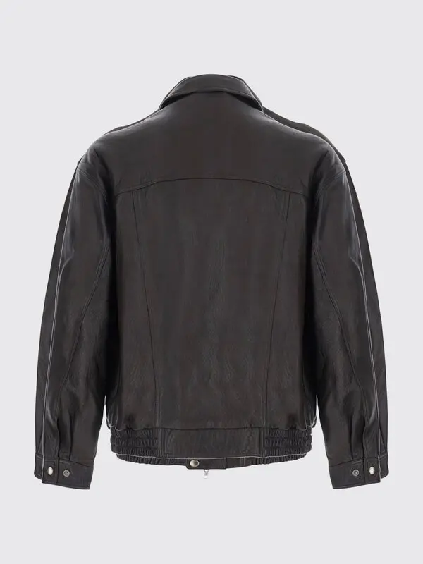 DUNST Lambskin Bomber Jacket With Classic Collar And Dropped Shoulders - Brown