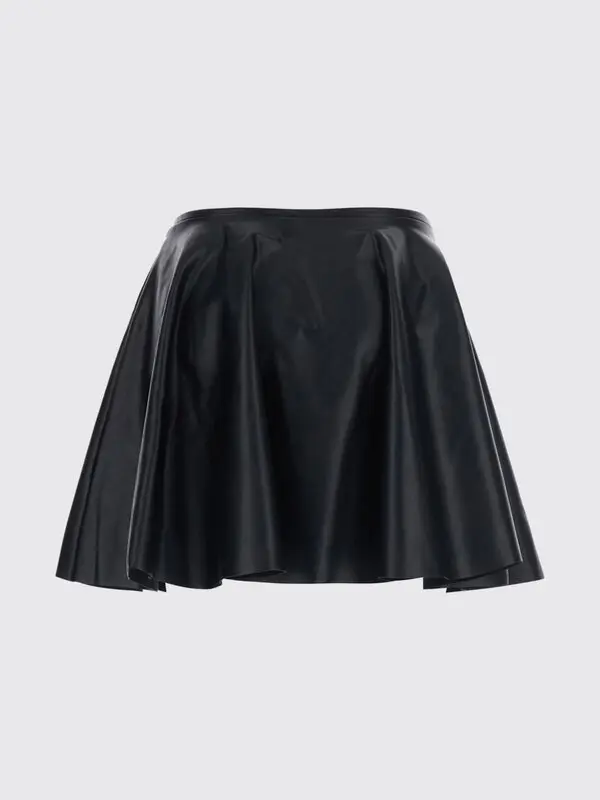 Norma Kamali Faux Leather Circle Mini Skirt With Elasticated Waist