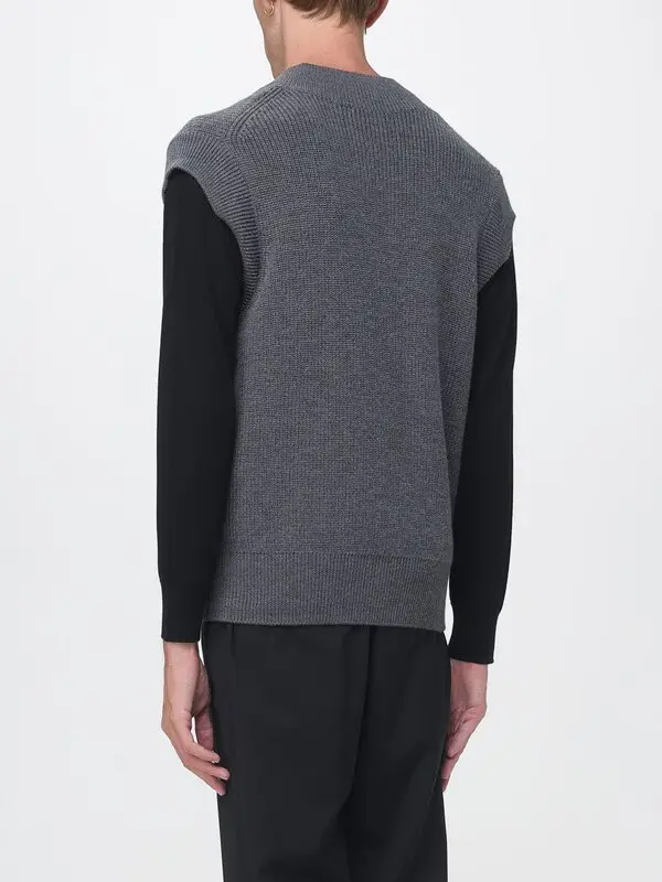 PAOLO PECORA V-neck Cotton Knit Vest With Ribbed Trims