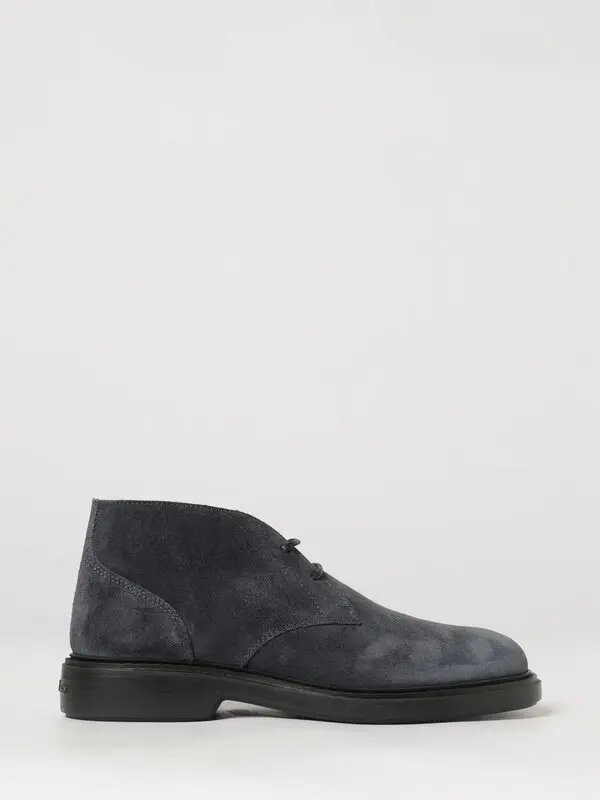 Hogan H669 Suede Chukka Boots With Round Toe And Rubber Sole - Blue