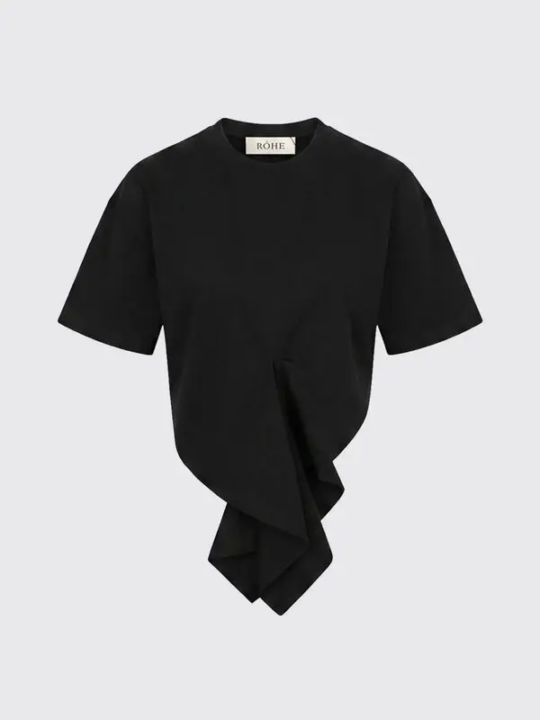 RÓHE Relaxed-fit Cotton And Silk Blend T-shirt With Asymmetrical Hem - Black