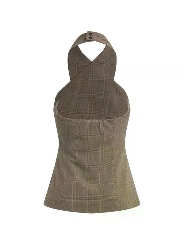 FAVORITE DAUGHTER Check Halterneck Top