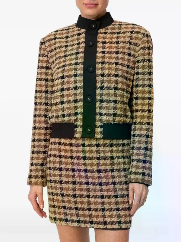 TWINSET Check-pattern Bouclé Coat - Brown
