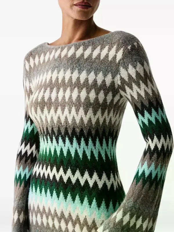 TWINSET Jacquard-knit Long-sleeve Maxi Dress