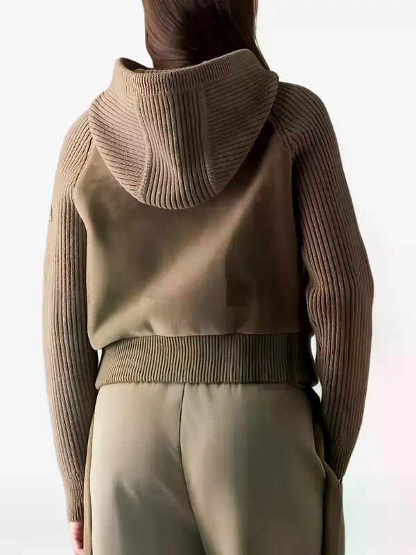 Moose Knuckles Ribbed-knit Shearling Hooded Jacket