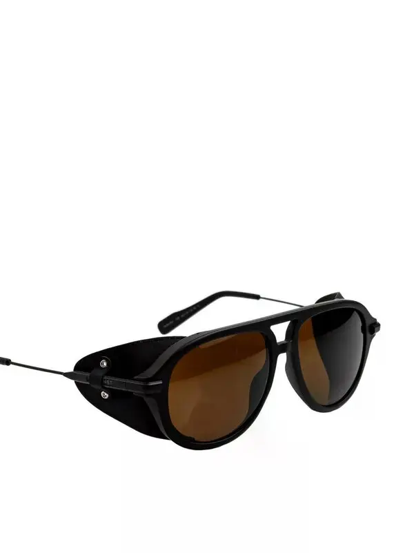 Vuarnet Pilot-frame Leather-trim Sunglasses