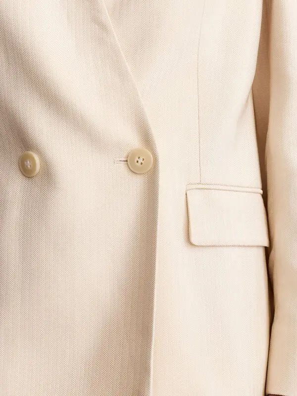 REISS Petite Jacquard-stripe Collarless Double-breasted Blazer