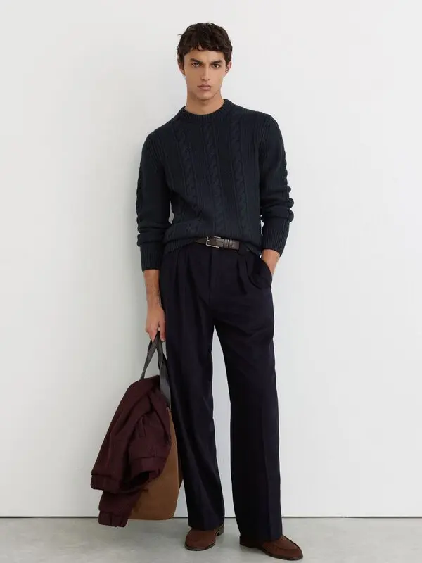 REISS Cable-knit Crew-neck Jumper With Wool