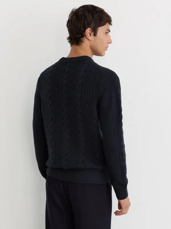 REISS Cable-knit Crew-neck Jumper With Wool