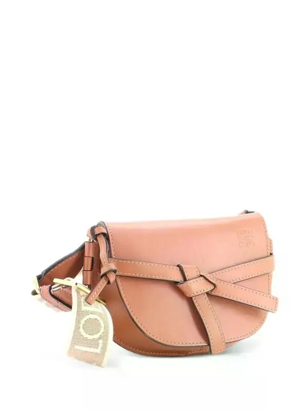 Loewe Gate Dual Shoulder Bag Leather Mini Crossbody Bag - Brown