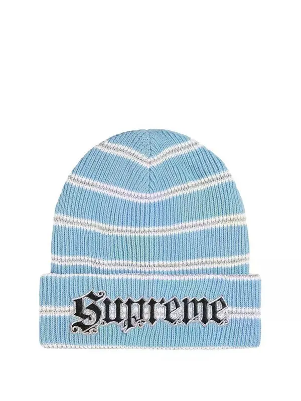Supreme Metallic-stripe Beanie Hat - Blue