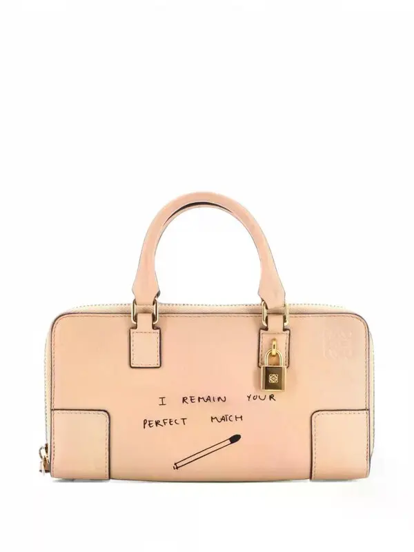 Loewe Amazona Pouch Crossbody Bag Printed Leather Satchel - Neutrals