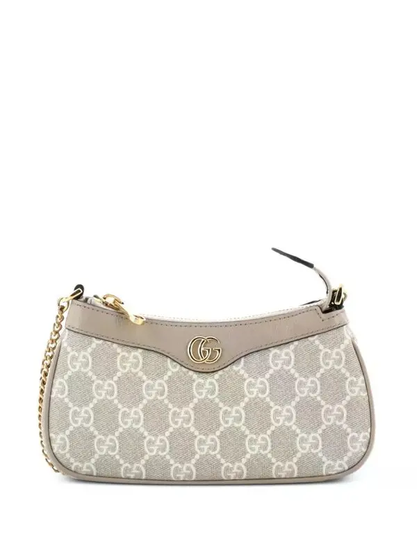 Gucci Ophidia Charm Shoulder Bag Gg Coated Canvas With Leather Mini Crossbody Bag - Neutrals