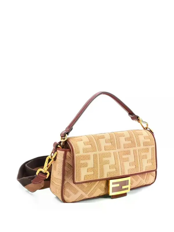Fendi Baguette Nm Bag Zucca Embroidered Canvas Medium Shoulder Bag