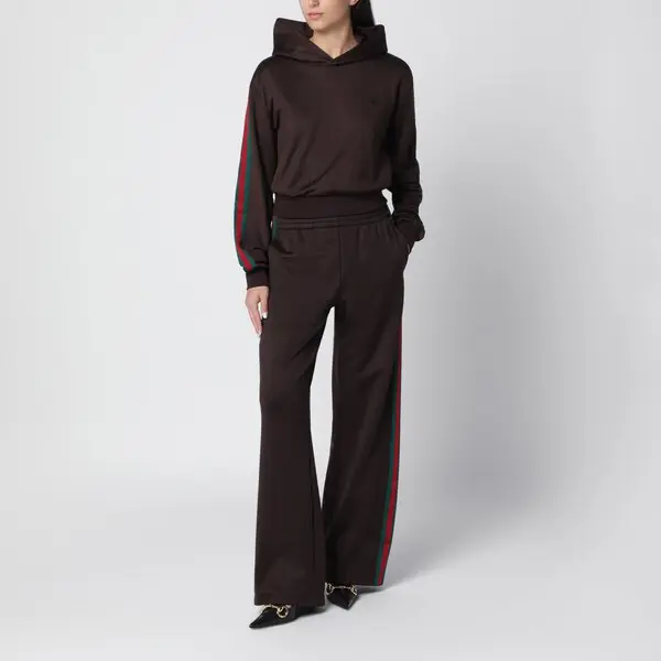 Gucci Deep Chocolate Cropped Sweatshirt In Stretch Jersey