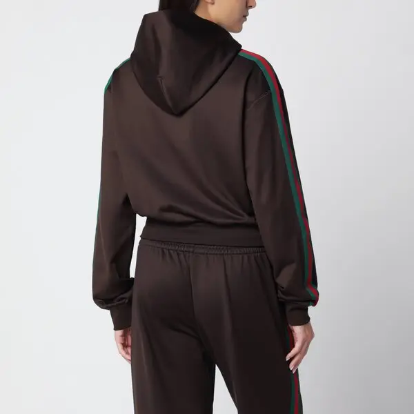 Gucci Deep Chocolate Cropped Sweatshirt In Stretch Jersey