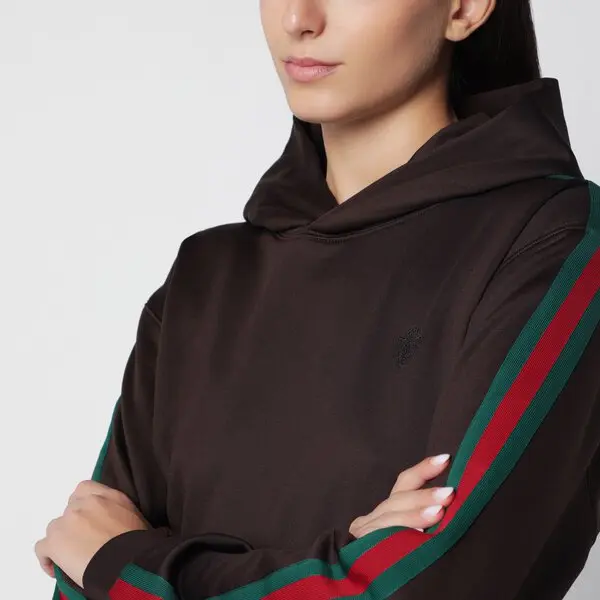 Gucci Deep Chocolate Cropped Sweatshirt In Stretch Jersey