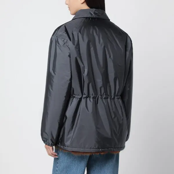 Miu Miu Ematite Blouson In Technical Fabric And Shearling