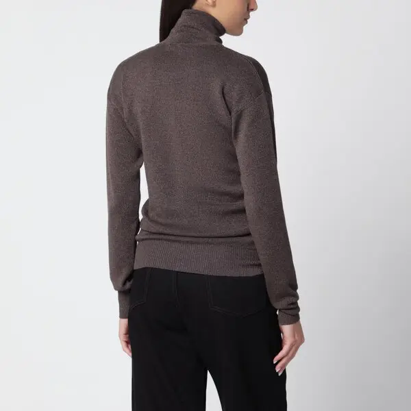 LEMAIRE Wool Ecorce-colored Button-up Top