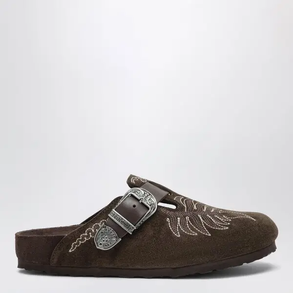Etro Boston Embroidered Suede Sabot