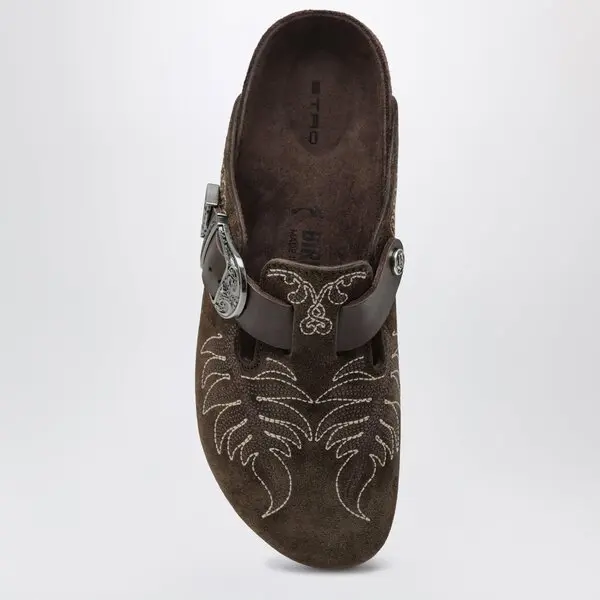 Etro Boston Embroidered Suede Sabot