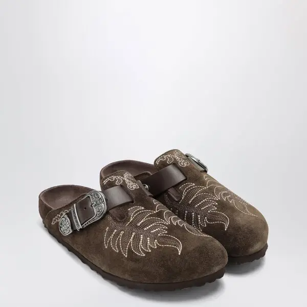 Etro Boston Embroidered Suede Sabot
