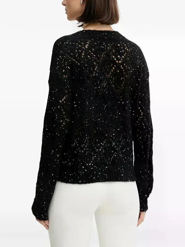 BENETTON Sequin V-neck Knit Sweater